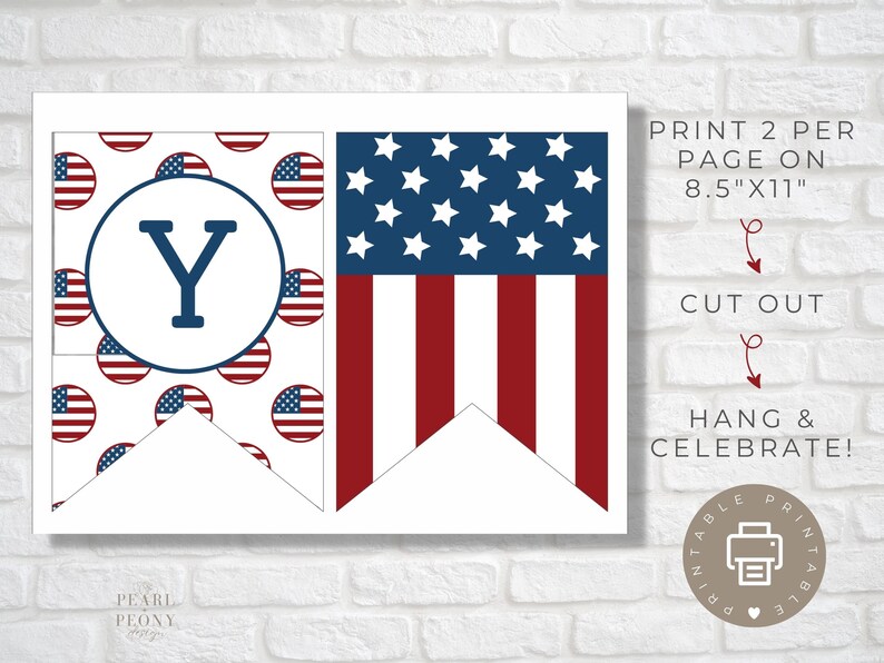 PRINTABLE 4th of July Banner, Independence Day Decor, Stars and Stripes ...