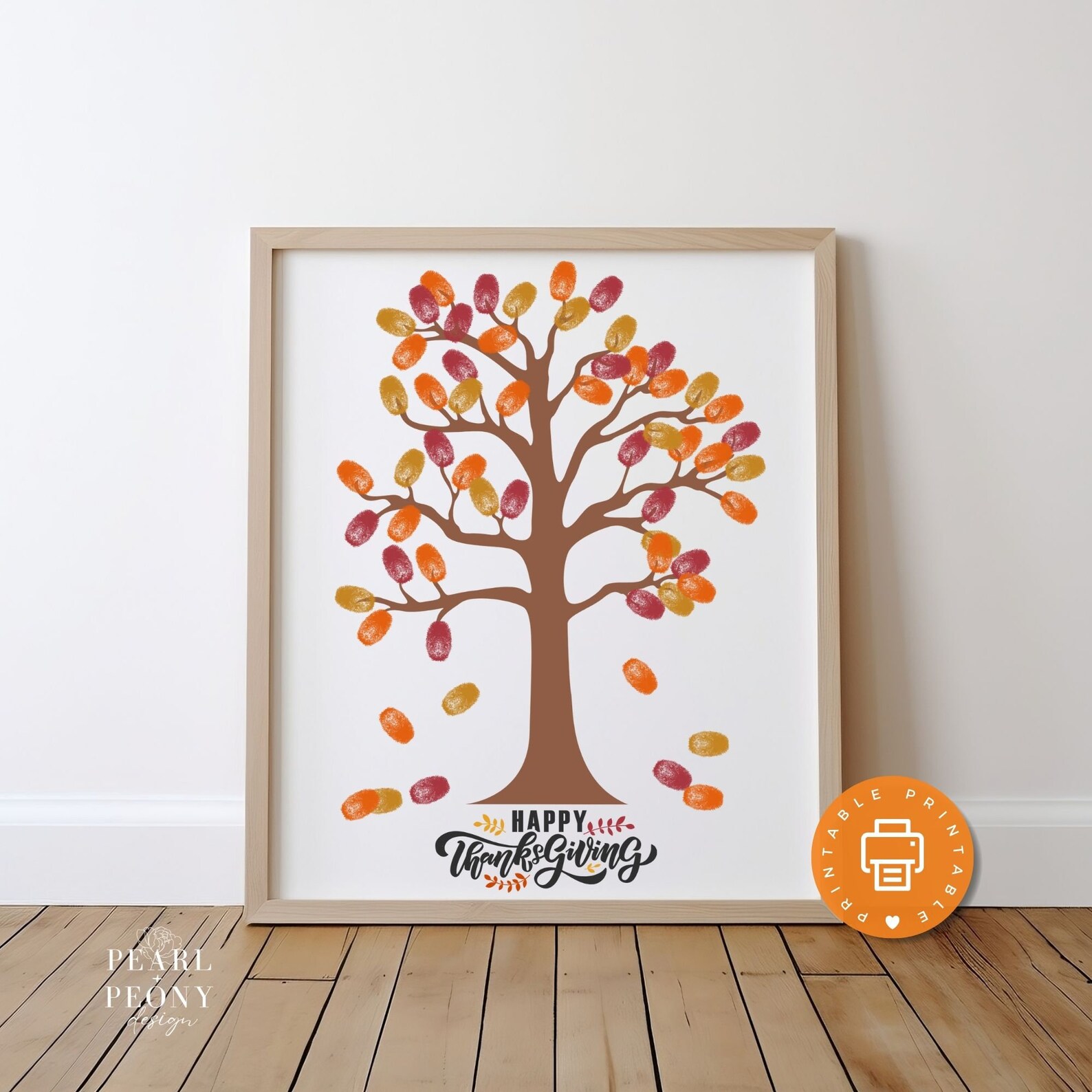 PRINTABLE Fall Leaves Handprint Art, Thanksgiving Thumbprint Craft ...