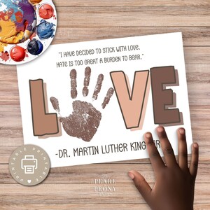 PRINTABLE MLK Day Handprint Art Craft for Kids, Black History Month ...