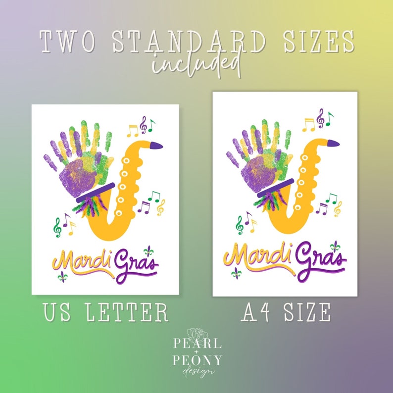 PRINTABLE Mardi Gras Handprint Art Craft for Kids, Mardi Gras Sax ...