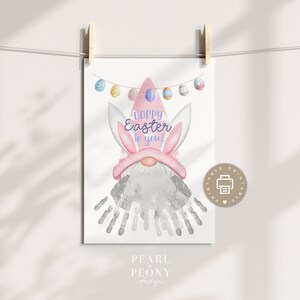 PRINTABLE Easter Handprint Art Craft for Kids, Gnome Keepsake Art ...