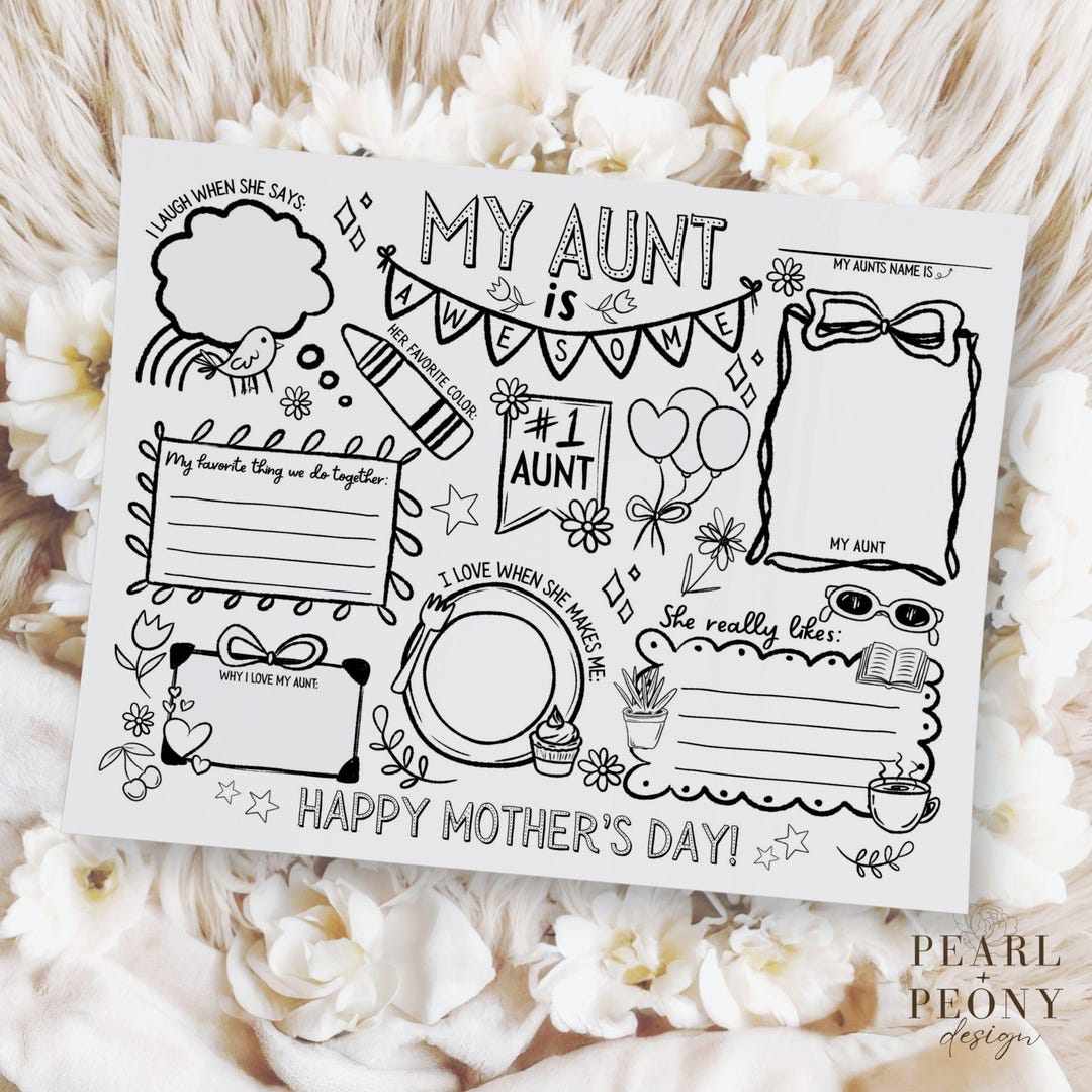 PRINTABLE Mothers Day All About My Aunt Fill in Blanks Questionnaire ...