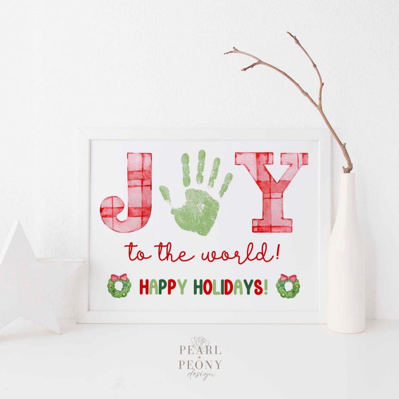 PRINTABLE Happy Holidays Handprint Art Craft for Kids, Joy Keepsake Art ...