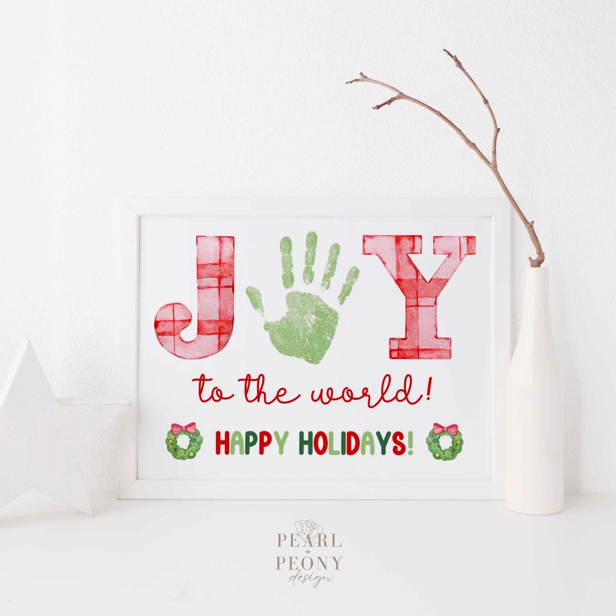 PRINTABLE Happy Holidays Handprint Art Craft for Kids, Joy Keepsake Art ...