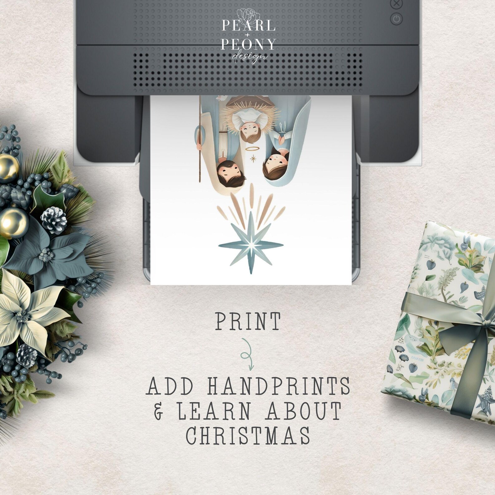 PRINTABLE Christian Christmas Handprint Art Craft, Nativity Bible Verse ...