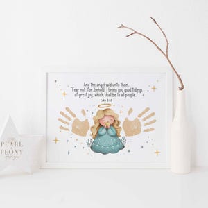 PRINTABLE Christian Christmas Handprint Art Craft, Angel Bible Verse ...