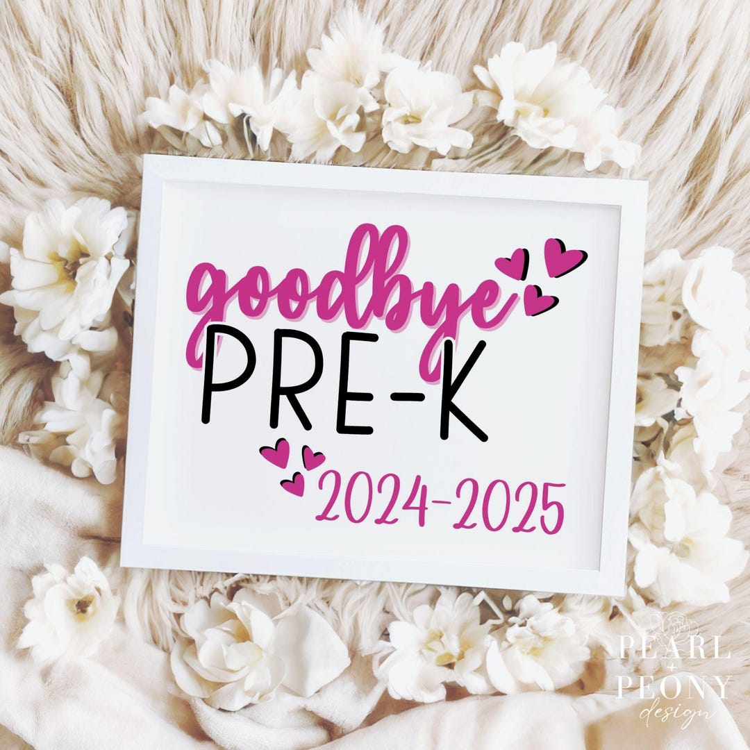 PRINTABLE Pink Preppy Last Day of Pre-k Sign, Goodbye Pre-k Grade, Prek ...