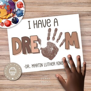 PRINTABLE MLK Day Handprint Art Craft for Kids, Black History Month ...