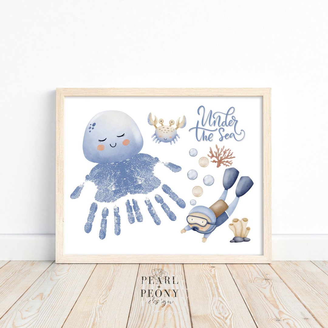 PRINTABLE Under the Sea Handprint Art Craft for Kids, Sea Life, Toddler ...