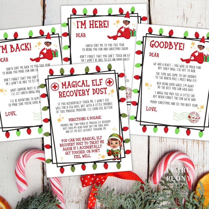 PRINTABLE Black Christmas Elf Letter Bundle, Elf Welcome, Elf Goodbye ...