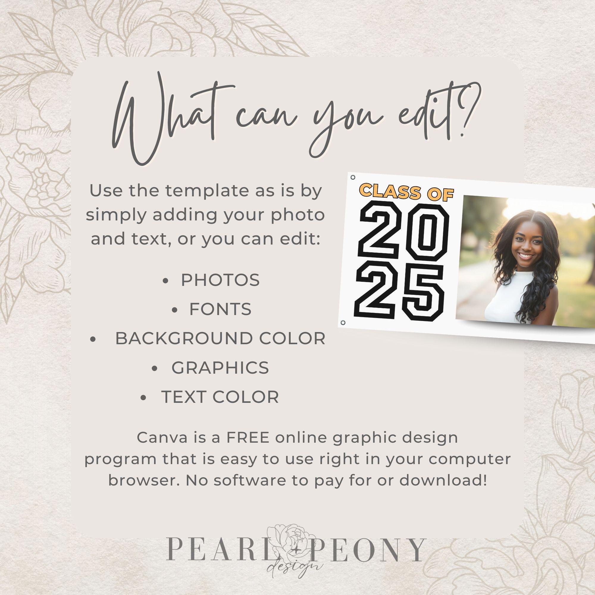 EDITABLE Graduation Banner Template, Class of 2025 Custom Photo Sign ...