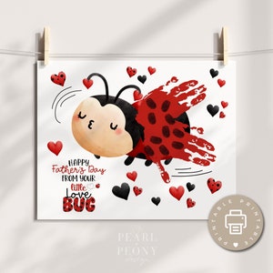 PRINTABLE Fathers Day Handprint Art Craft for Kids, Love Bug Keepsake ...