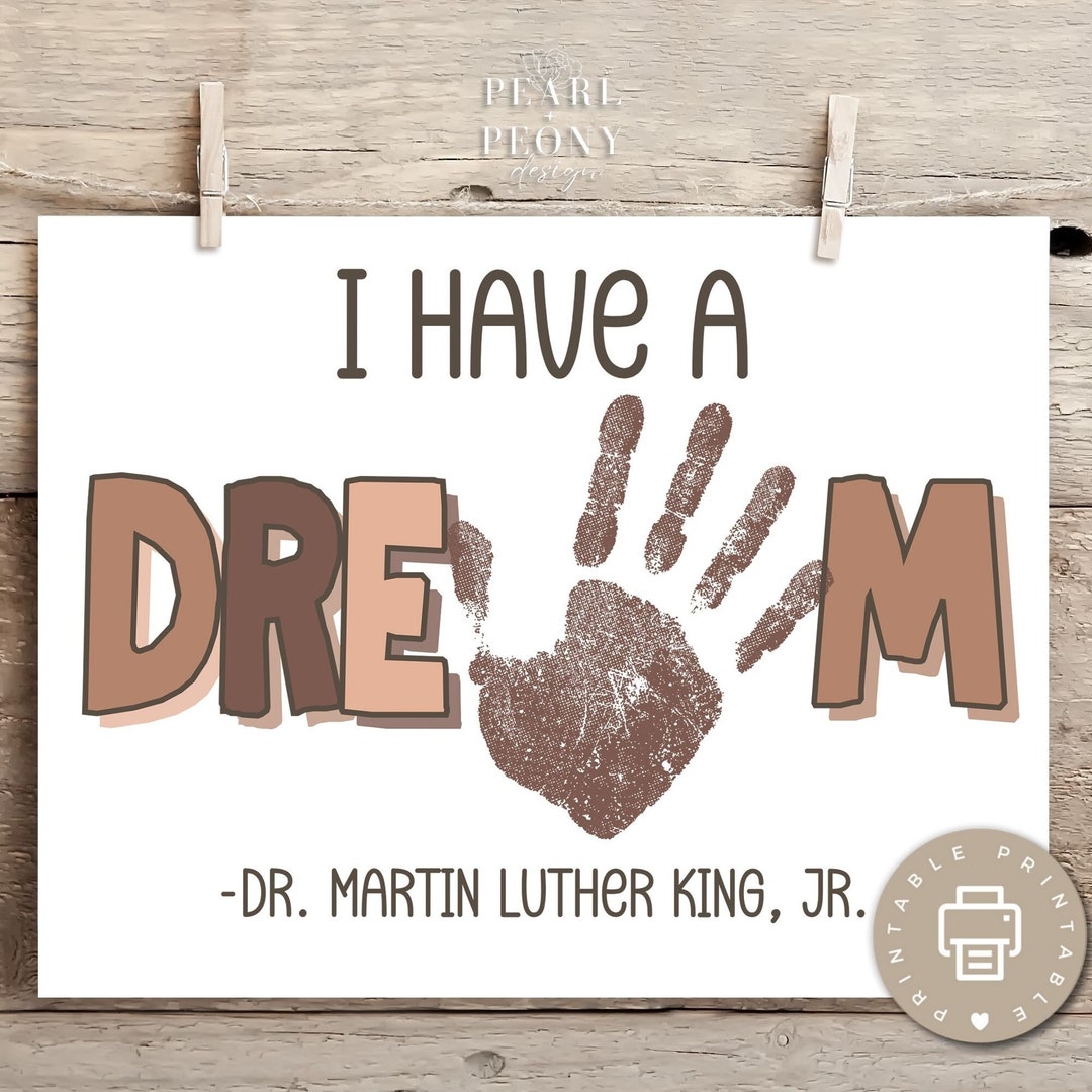 PRINTABLE MLK Day Handprint Art Craft for Kids, Black History Month ...