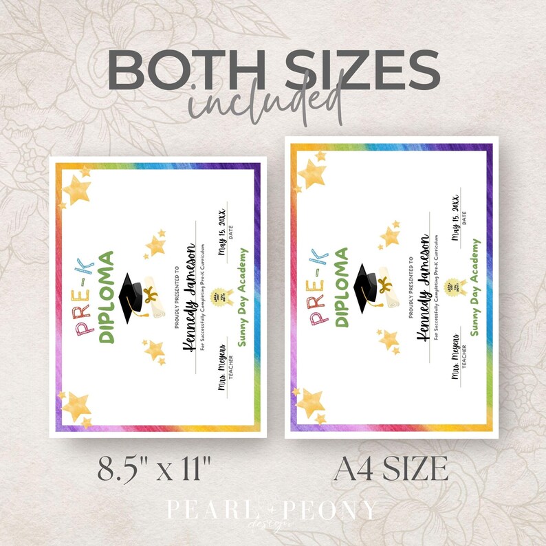 EDITABLE Pre-k Graduation Diploma Template, Printable Custom Preschool ...