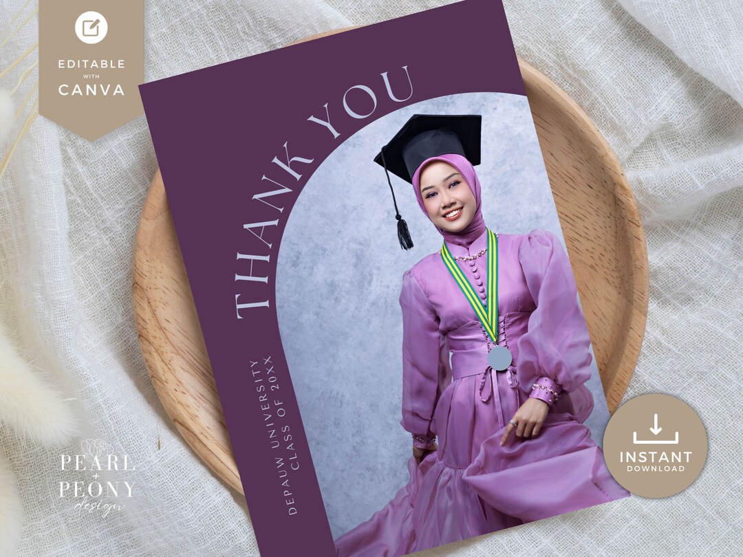 Graduation Photo Card Thank You Note Template, Minimalist Graduation ...