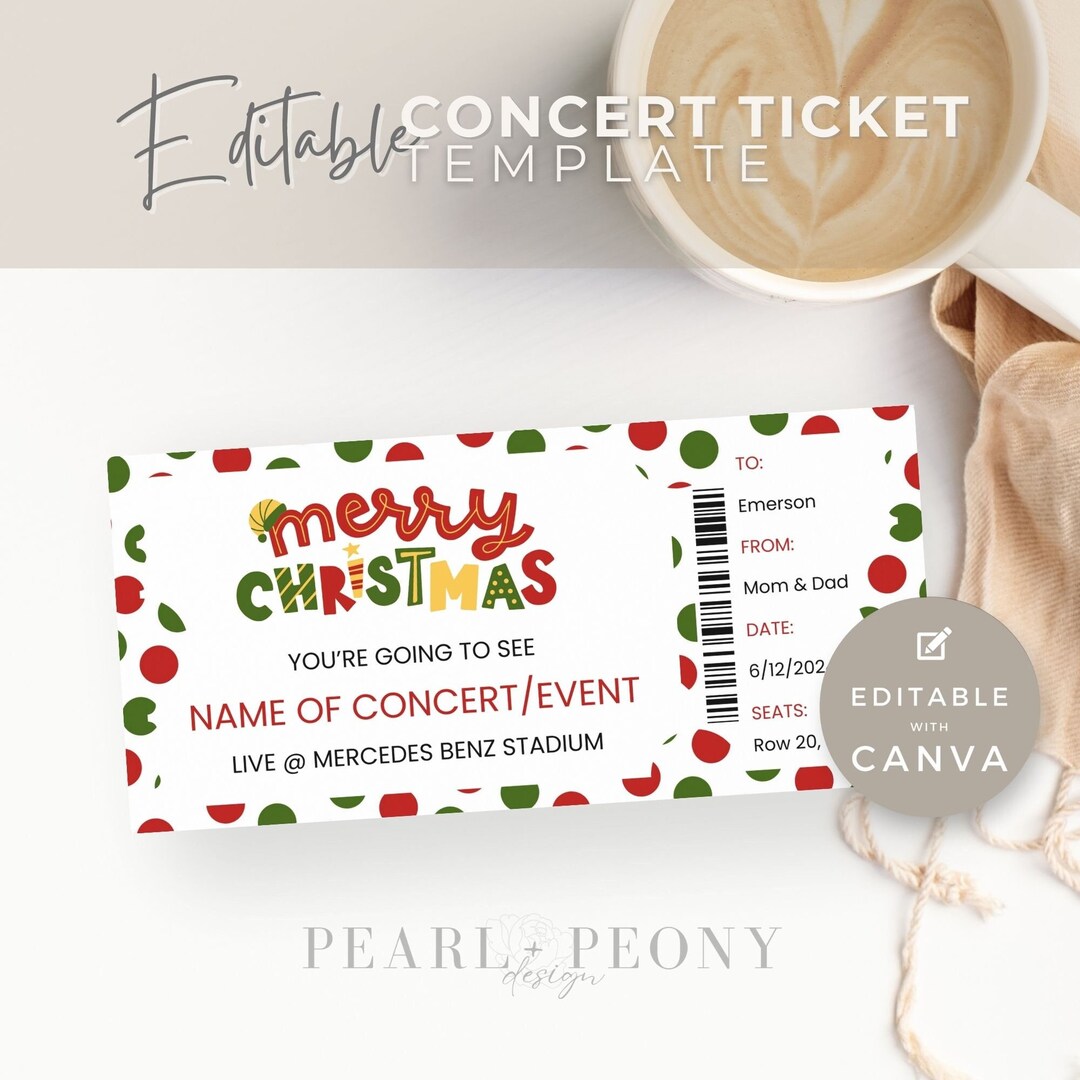 EDITABLE Concert Ticket Template, Personalized Event, Printable ...