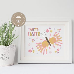 PRINTABLE Easter Handprint Art Craft for Kids, Butterfly Keepsake Art ...