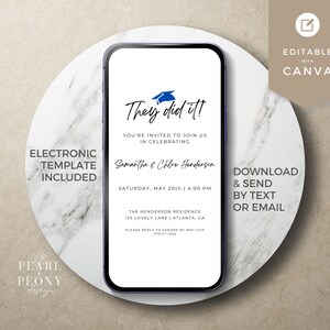 EDITABLE Dual Graduation Party Invitation Template | They Did It ...