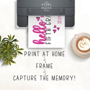 PRINTABLE Pink Preppy First Day of Fifth Grade, Hello Fifth Grade Sign ...