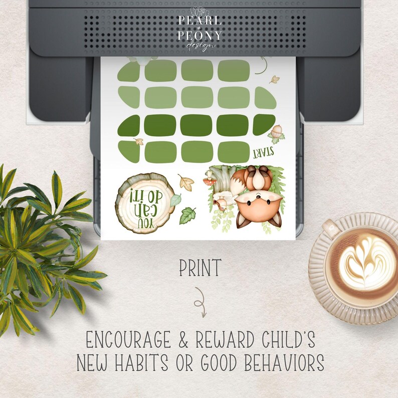 PRINTABLE Cute Fox Reward Chart, Kids Chore Chart, Routine Sticker ...
