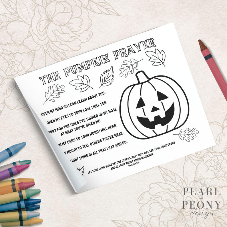 PRINTABLE Christian Halloween Pumpkin Prayer Coloring Page, Pumpkin ...