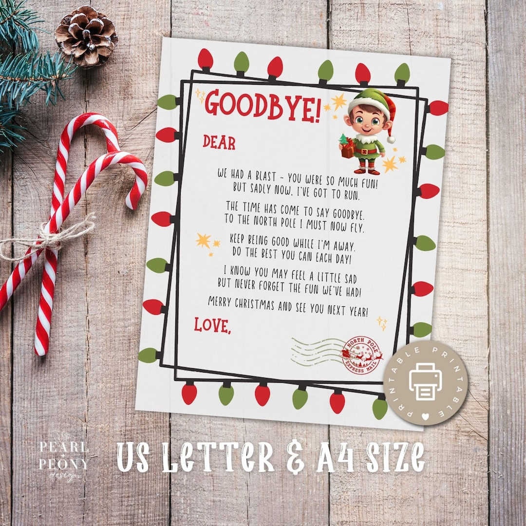PRINTABLE Christmas Goodbye Letter, Elf Farewell Letter, Goodbye From ...