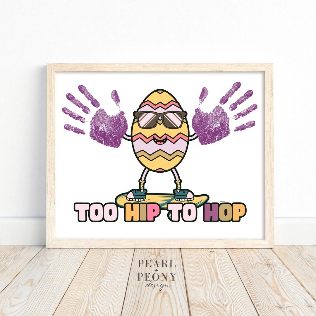 PRINTABLE Easter Handprint Art Craft for Kids, Retro Egg Keepsake Art ...