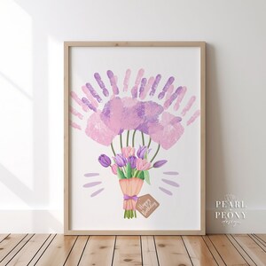 PRINTABLE Happy Birthday Handprint Art Craft, Tulip Handprint Bouquet ...