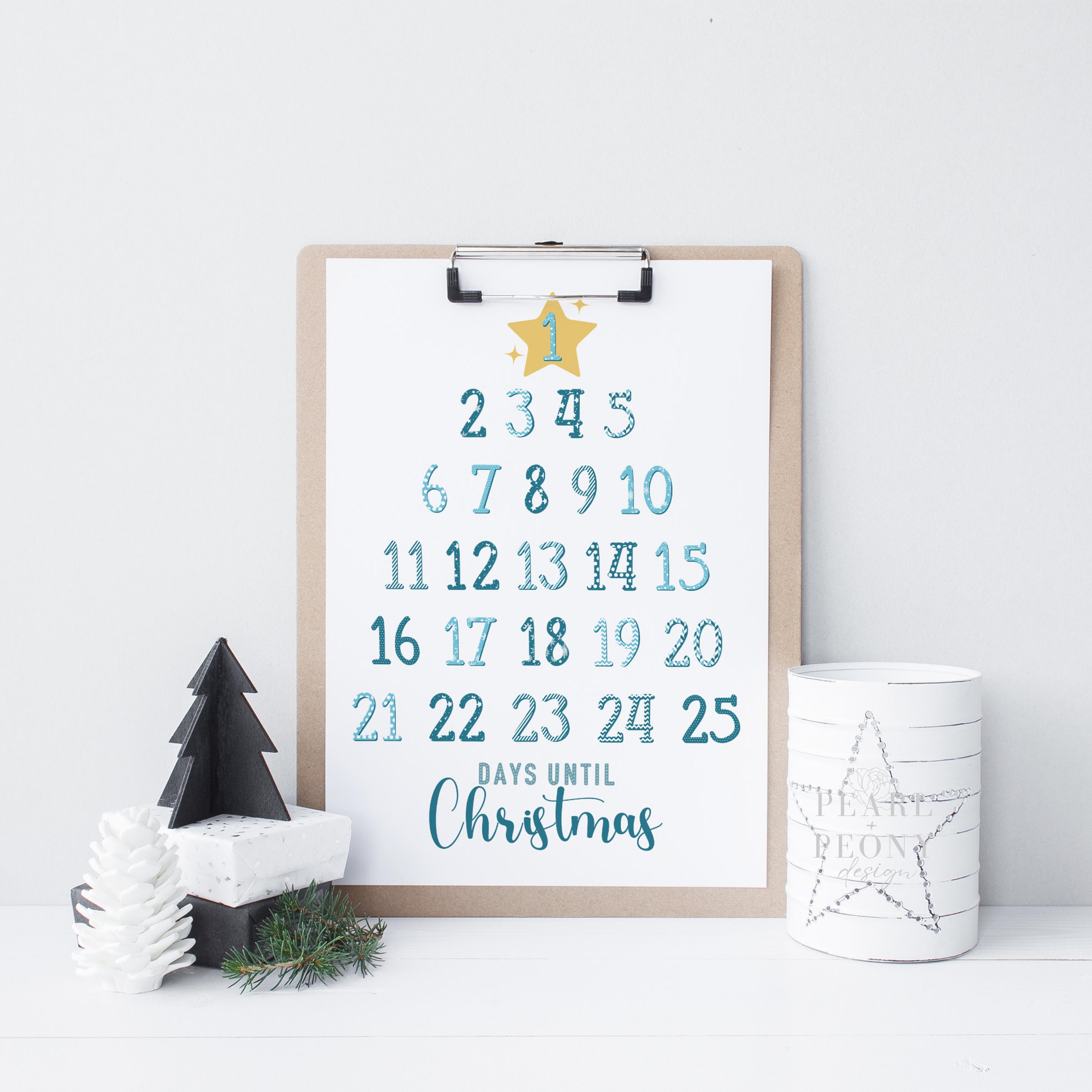 PRINTABLE Christmas Countdown Calendar, Trendy Days Until Christmas ...