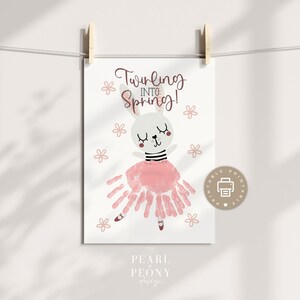 PRINTABLE Easter Spring Handprint Art Craft for Kids, Bunny Ballerina ...