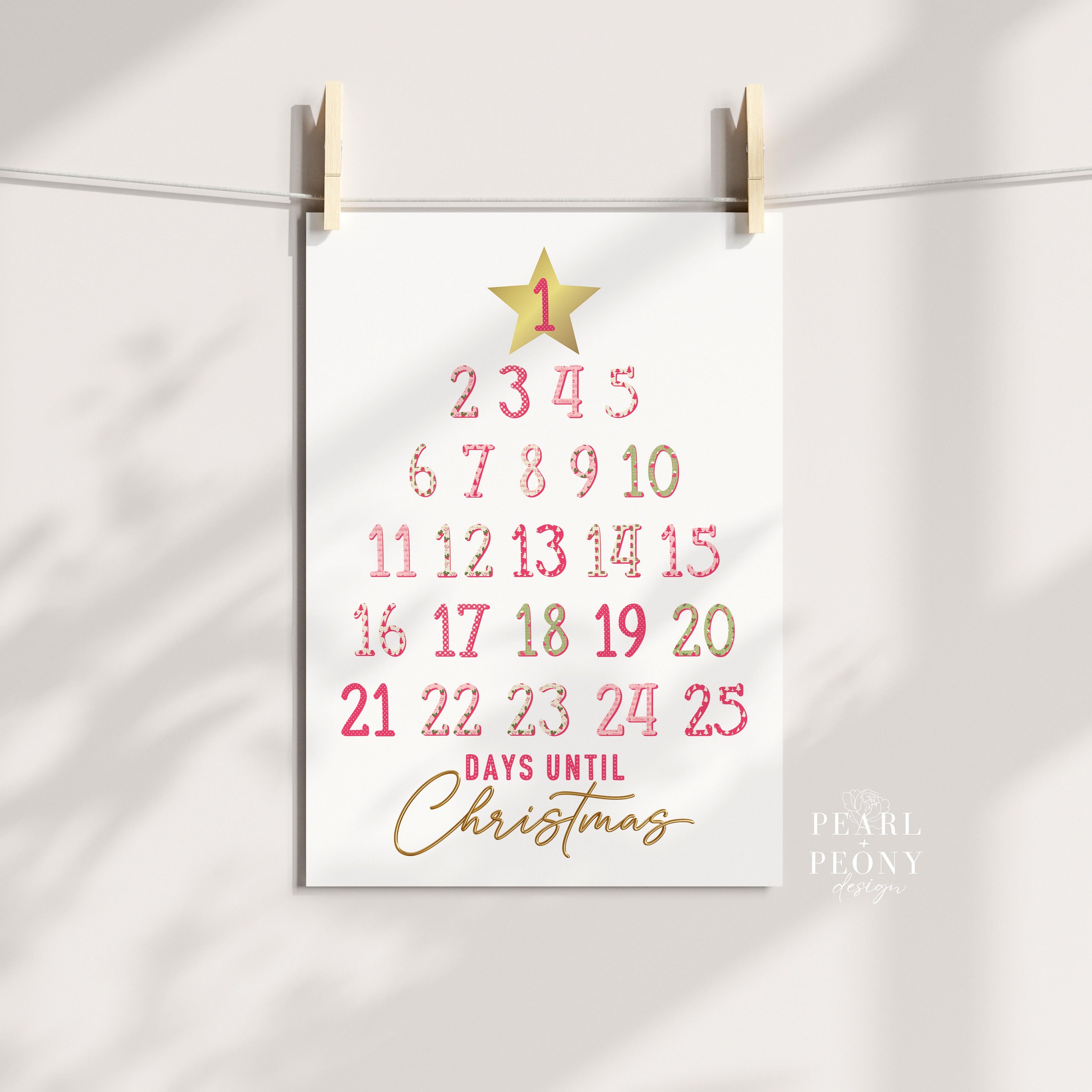 PRINTABLE Christmas Countdown Calendar Trendy Days Until - Etsy