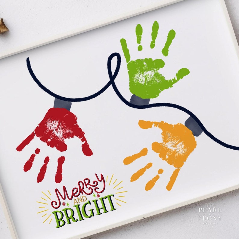 PRINTABLE Christmas Lights Handprint Art Craft for Toddlers, Kids ...