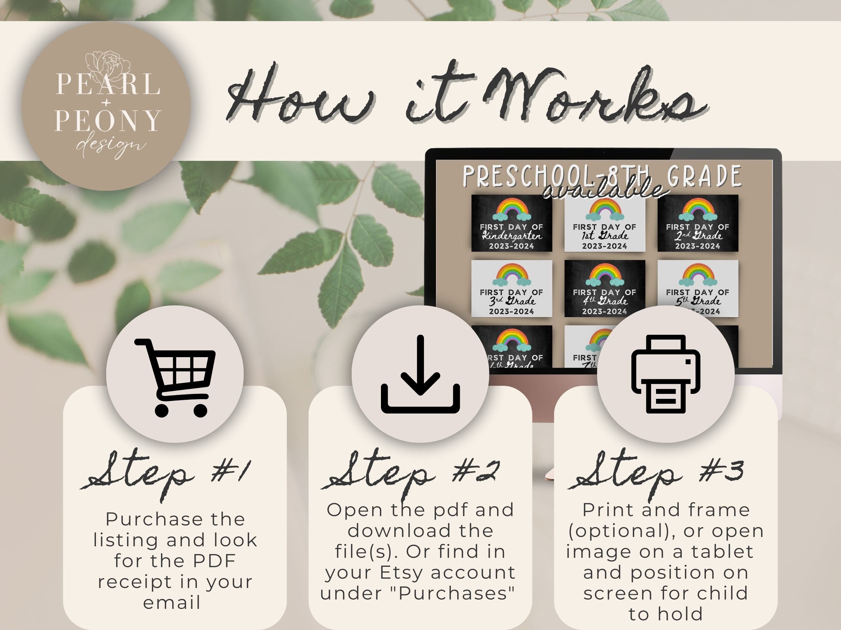 PRINTABLE Rainbow Chalkboard First Day of School Sign Back to - Etsy