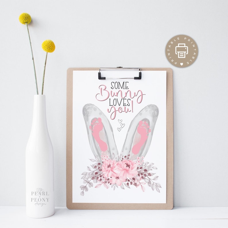 PRINTABLE Easter Handprint Art Craft for Kids, Bunny Footprint Keepsake ...