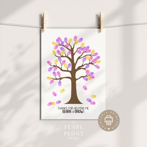 PRINTABLE Teacher Appreciation Fingerprint Art Craft, Keepsake Art ...