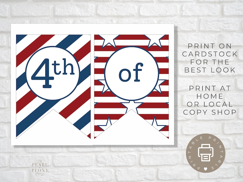 PRINTABLE 4th of July Banner, Independence Day Decor, Stars and Stripes ...