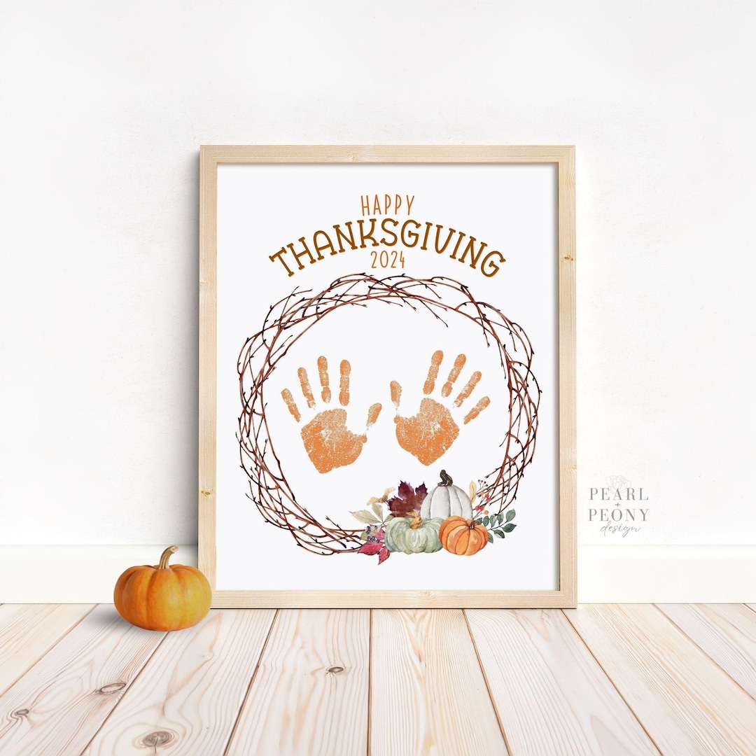 PRINTABLE Thanksgiving Handprint Art Craft, DIY Handprint Fall Art ...