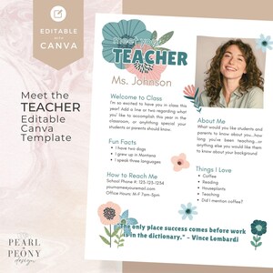 EDITABLE Meet the Teacher Template Boho Floral, Printable or Digital ...
