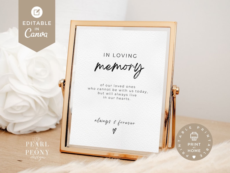 Minimalist in Loving Memory Sign Template Modern Forever in - Etsy