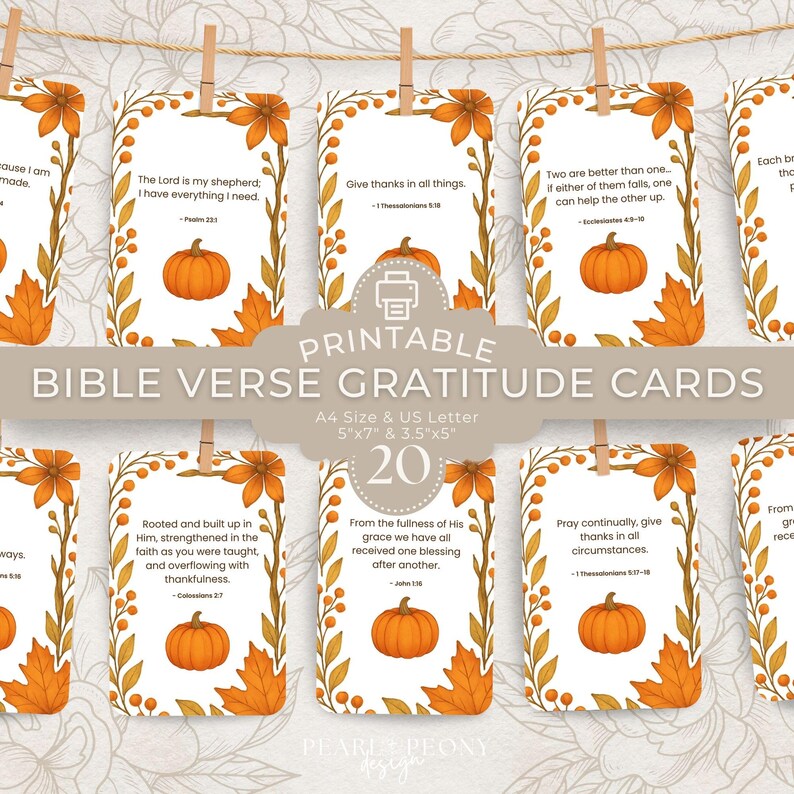 PRINTABLE Bible Verse Gratitude Cards, Fall Scripture Affirmation Deck ...