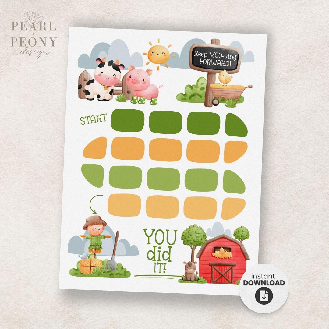 PRINTABLE Cute Farmyard Reward Chart, Kids Chore Chart, Farm Animal ...