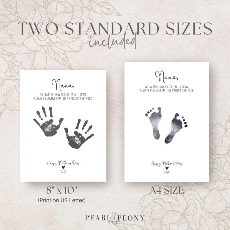 PRINTABLE Nana Mothers Day Handprint Footprint Art Craft, Baby Keepsake ...