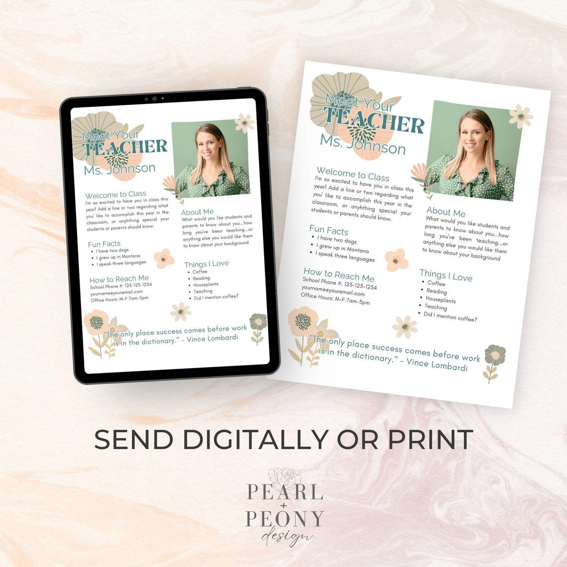 EDITABLE Meet the Teacher Template Boho Floral, Printable or Digital ...