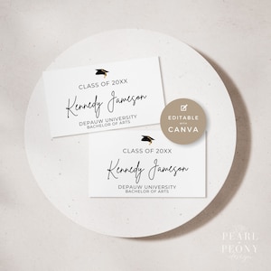 EDITABLE Graduation Name Card Insert Template, Grad Announcement Insert ...