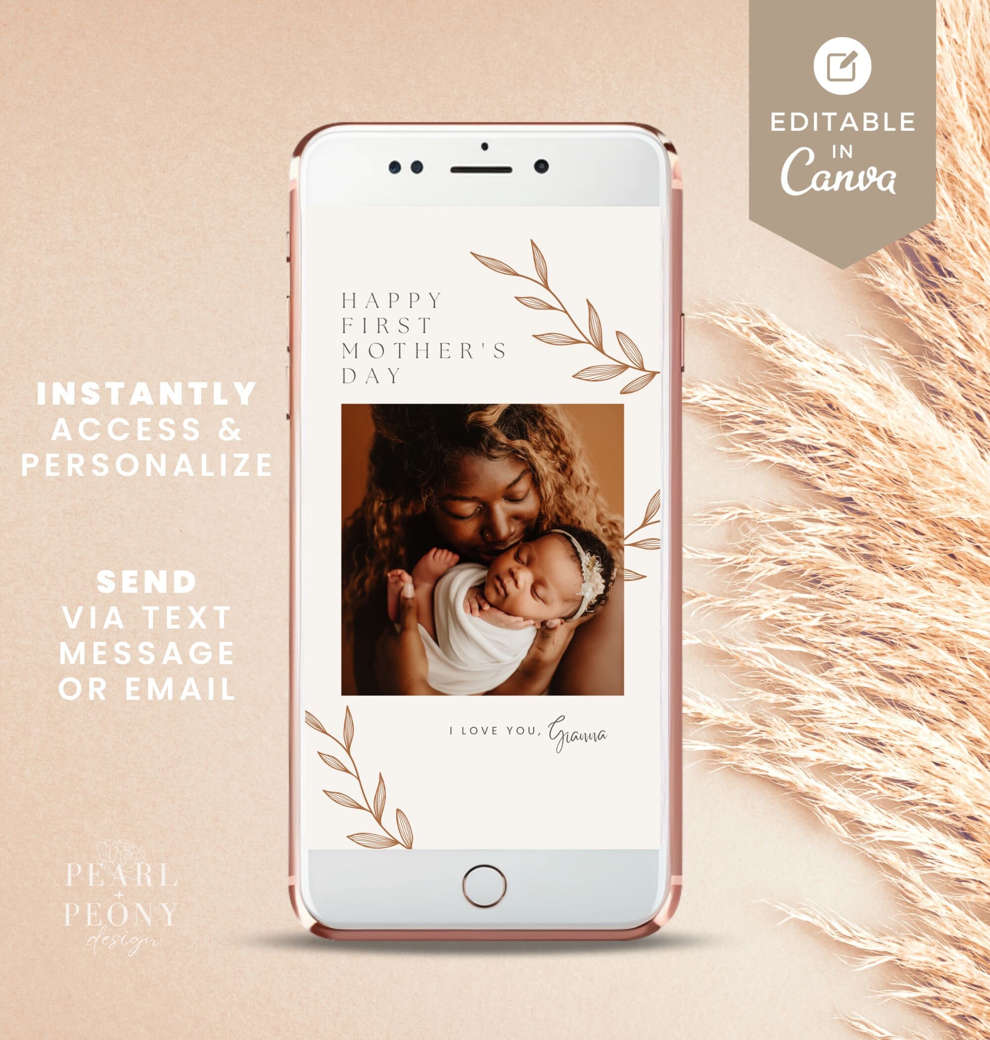 Digital Mother's Day Card Template Last Minute Mother's Day Card Photo ...