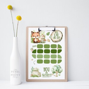 PRINTABLE Cute Fox Reward Chart, Kids Chore Chart, Routine Sticker ...