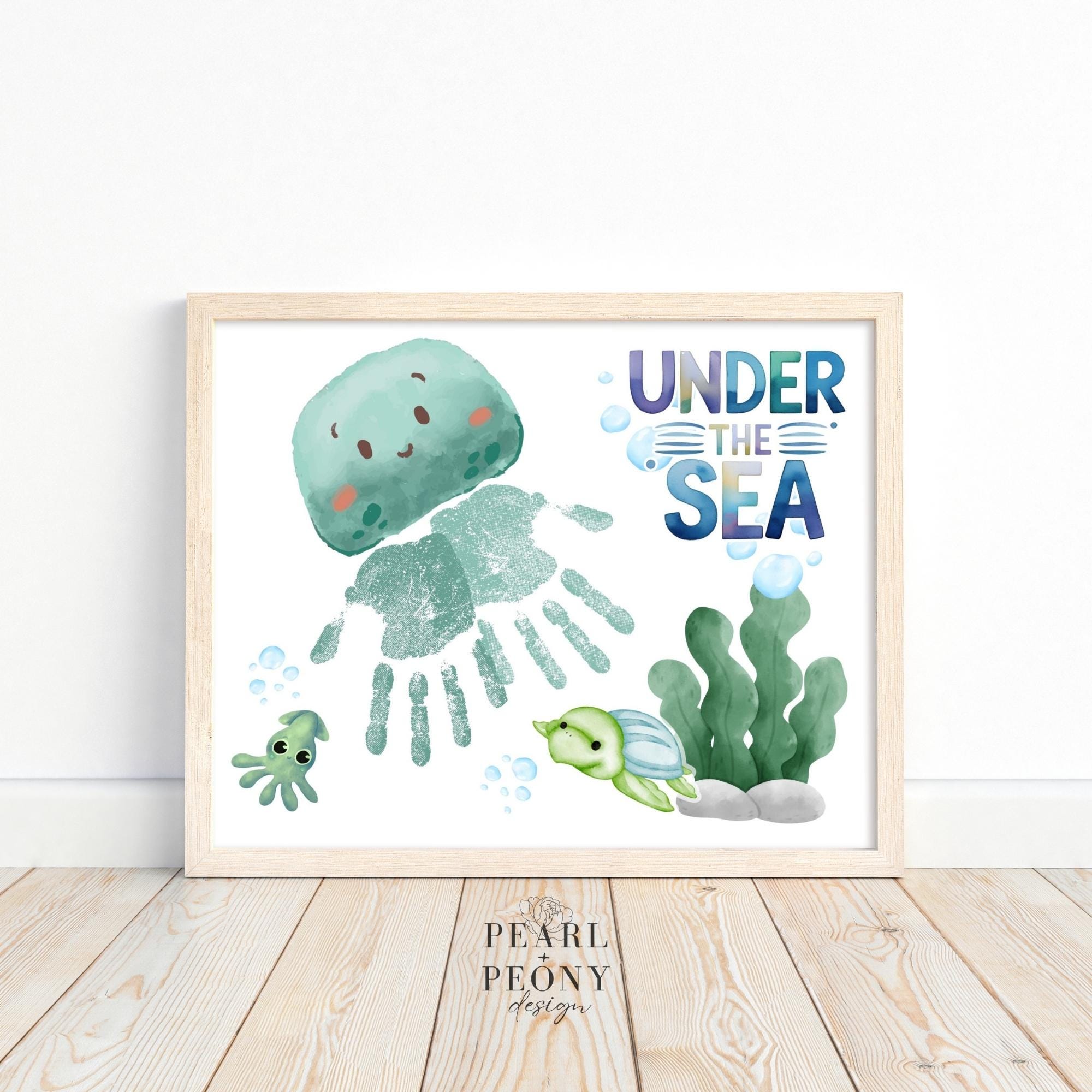 PRINTABLE Under the Sea Handprint Art Craft for Kids, Sea Life, Toddler ...