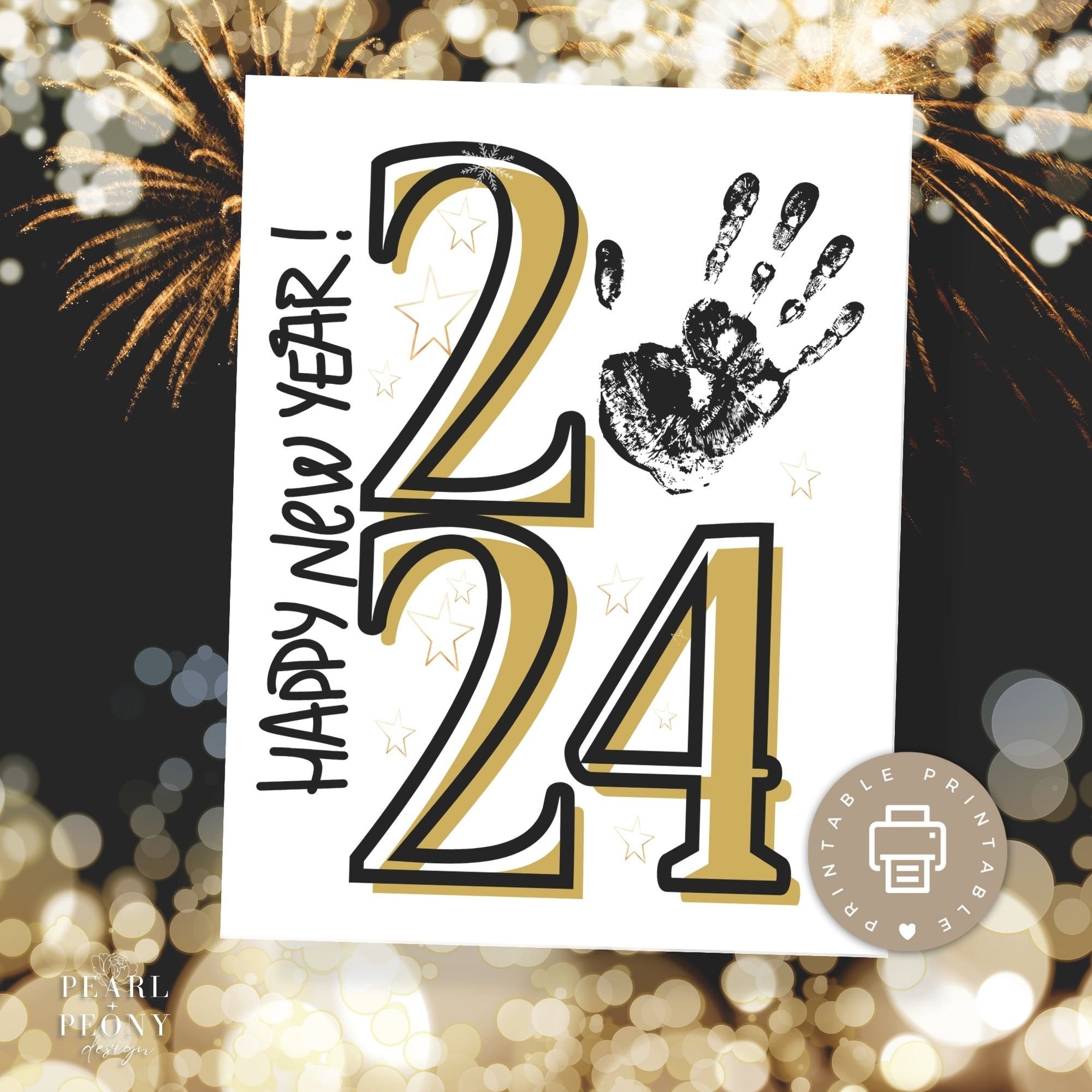 PRINTABLE Happy New Year Handprint Art Craft for Kids, Keepsake Art ...