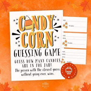 PRINTABLE Candy Corn Guessing Game, Thanksgiving Birthday Party Game ...