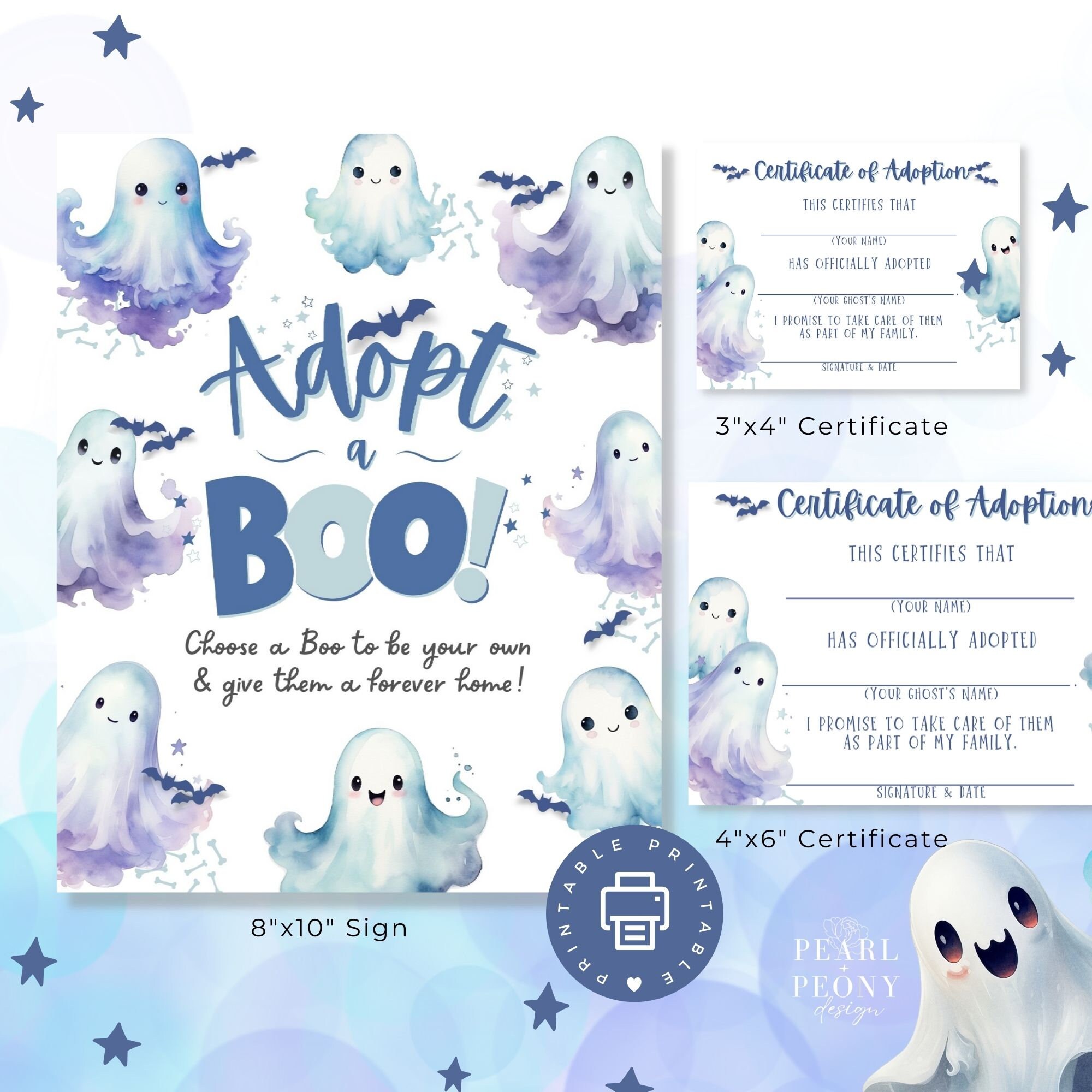 PRINTABLE Adopt a Ghost Party Favor Halloween Ghost Adoption - Etsy